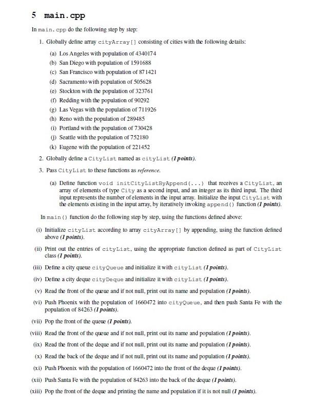 Solved 1 city.h and citynode. h Consider city th and | Chegg.com