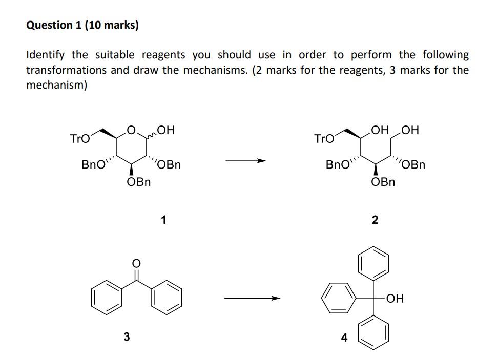 Solved Identify the suitable reagents you should use in | Chegg.com
