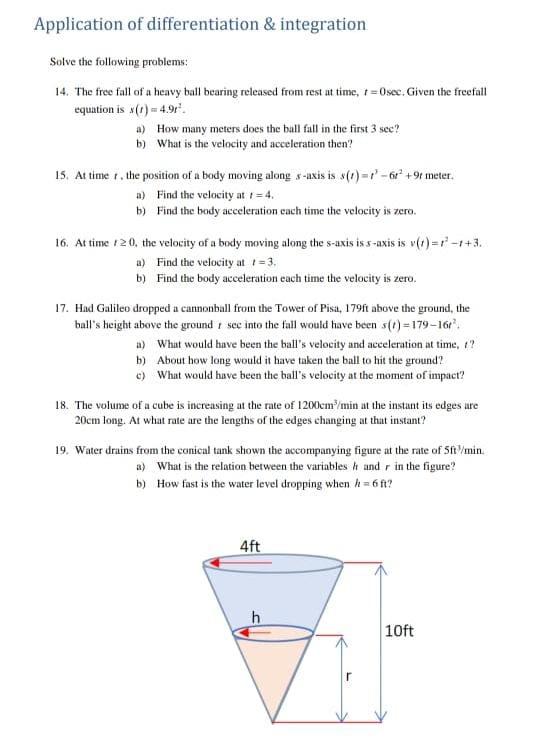 Solved Application of differentiation & integration Solve | Chegg.com