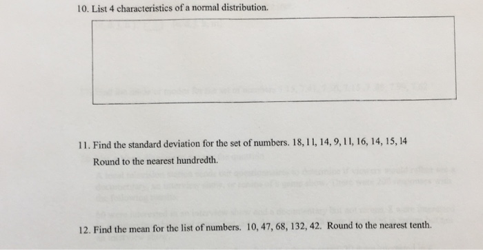Solved List 4 characteristics of a normal distribution. | Chegg.com