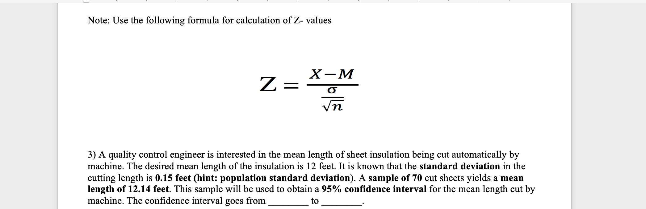 Solved Note: Use the following formula for calculation of Z- | Chegg.com