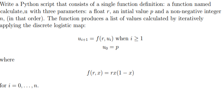 Solved Write a Python script that consists of a single | Chegg.com