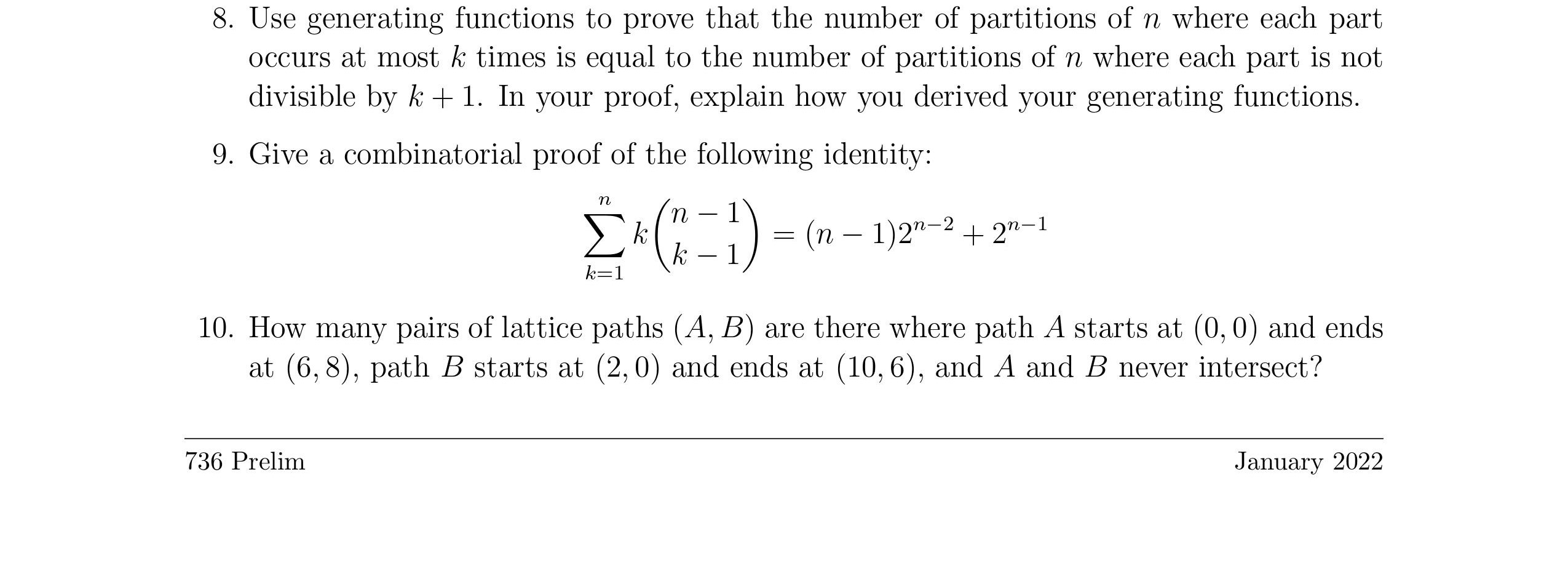 Solved 8 Use Generating Functions To Prove That The Number