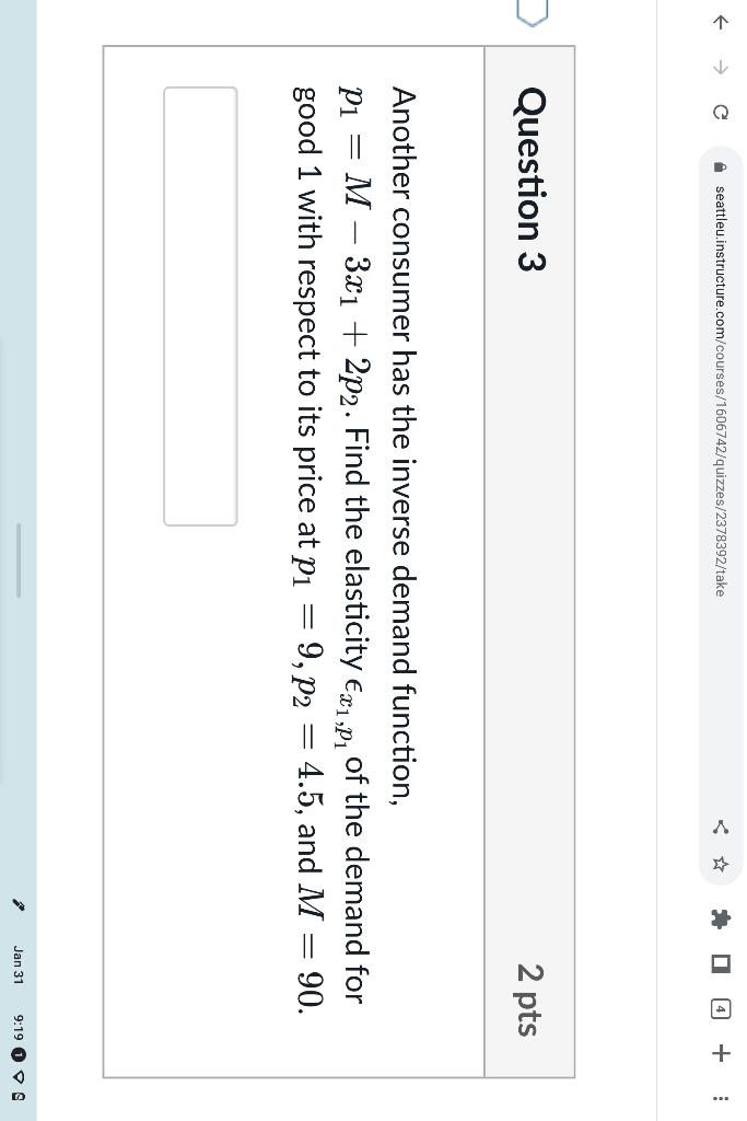 Solved Another consumer has the inverse demand function, | Chegg.com
