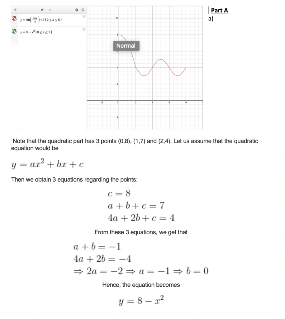 Solved + X Part A a) 10 = sin( 25*) +4{25x58) X y = 8 - | Chegg.com