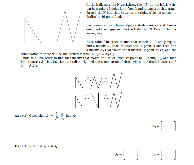 Solved In the italicizing the N worksheet, the "N" on the | Chegg.com