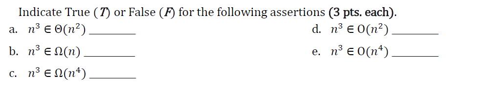 Solved Indicate True (7) or False (F) for the following | Chegg.com