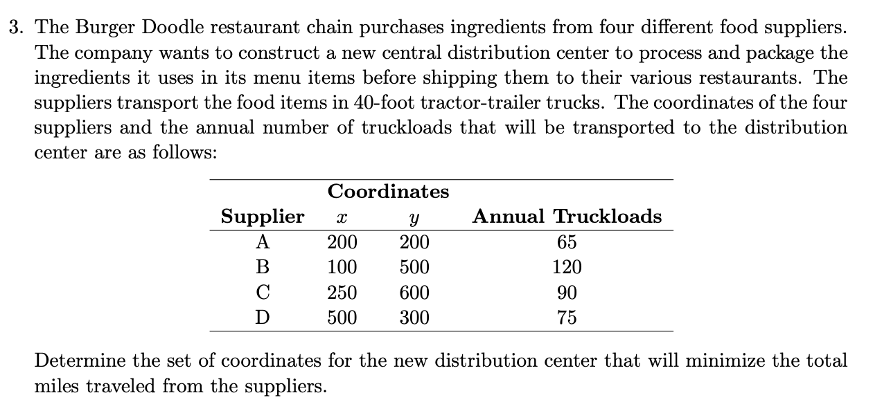 Solved 3. The Burger Doodle restaurant chain purchases | Chegg.com