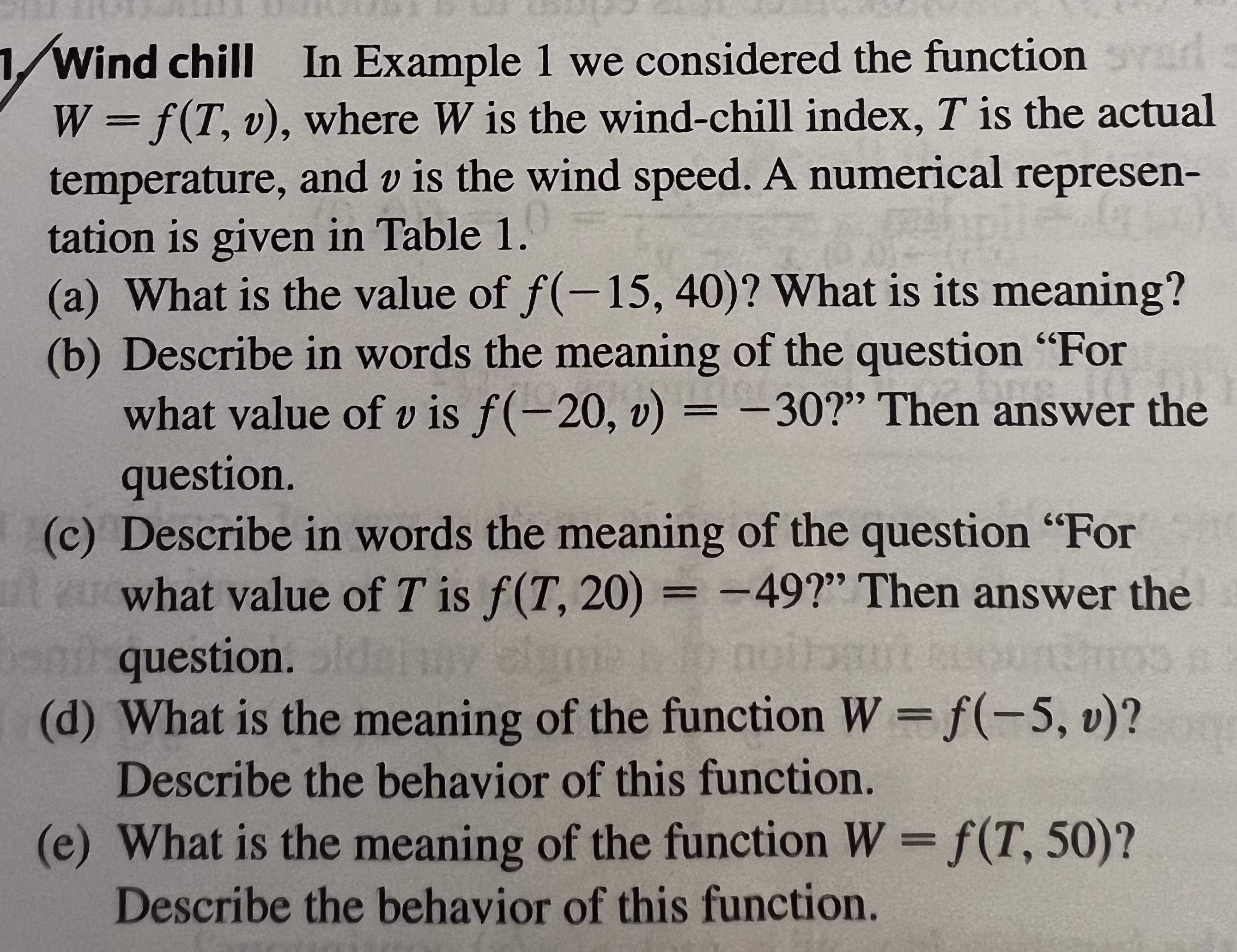Wind chill In Example 1 we considered the function | Chegg.com