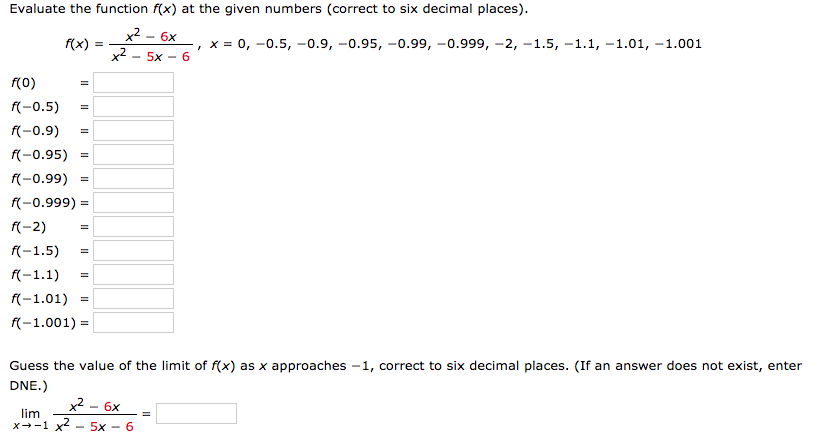 Solved Evaluate the function f(x) at the given numbers | Chegg.com