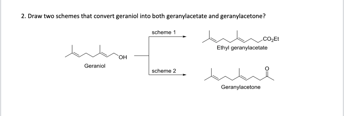 Solved 2. Draw two schemes that convert geraniol into both | Chegg.com