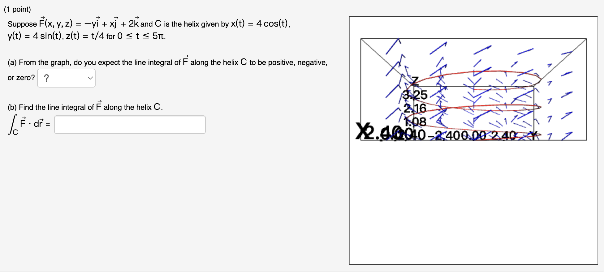 Solved Suppose F(x,y,z)=−yi+xj+2k and C is the helix given | Chegg.com