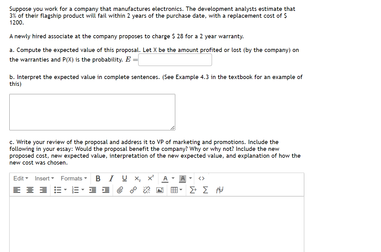 Solved b. Interpret the expected value in complete | Chegg.com