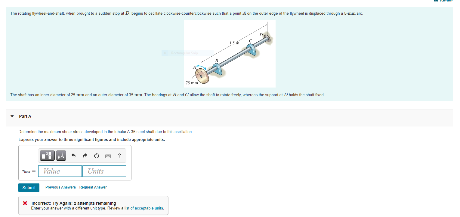 Solved The rotating flywheel-and-shaft, when brought to a | Chegg.com