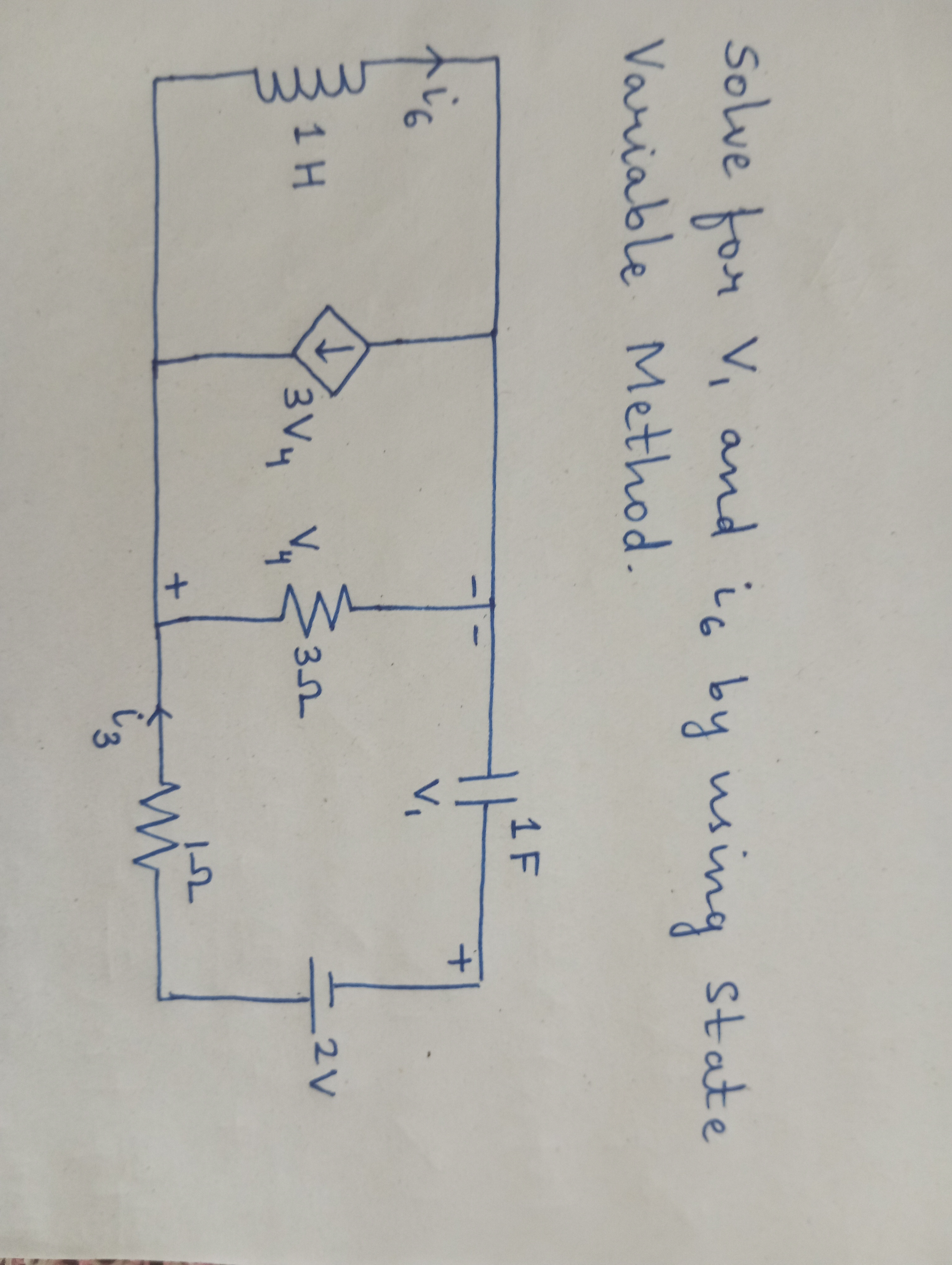 Solved Solve for V1 ﻿and i6 by ﻿using state Variable Method. | Chegg.com