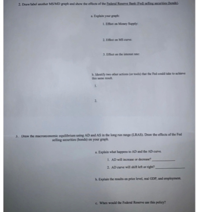 Solved 2. Draw/label another MS/MD graph and show the | Chegg.com