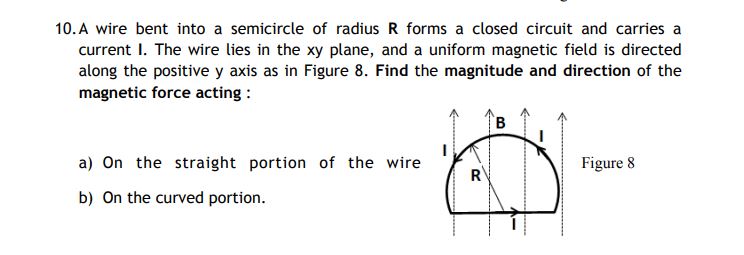 Solved 10. A wire bent into a semicircle of radius R forms a | Chegg.com