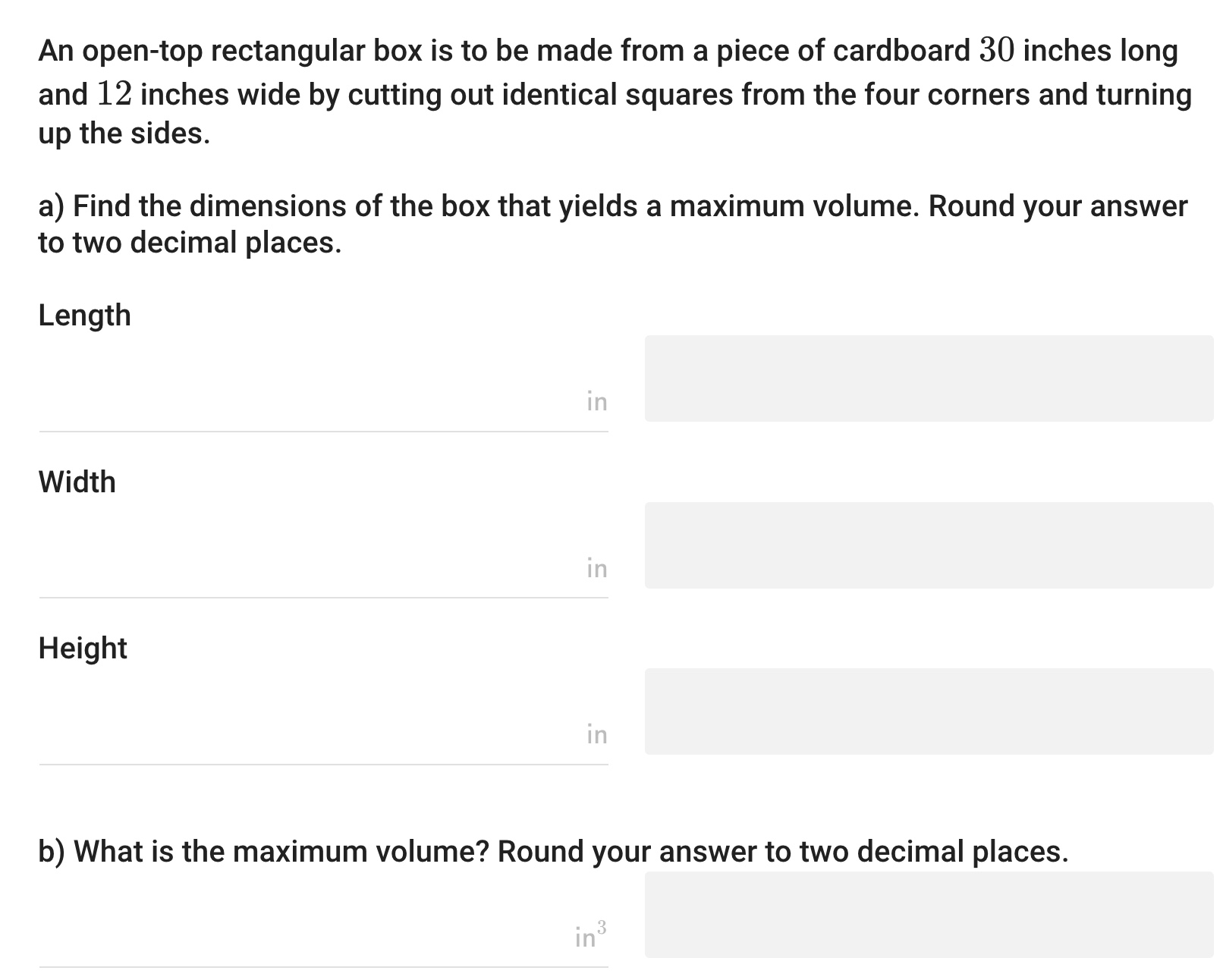 Solved Please explain with details: An open-top rectangular | Chegg.com