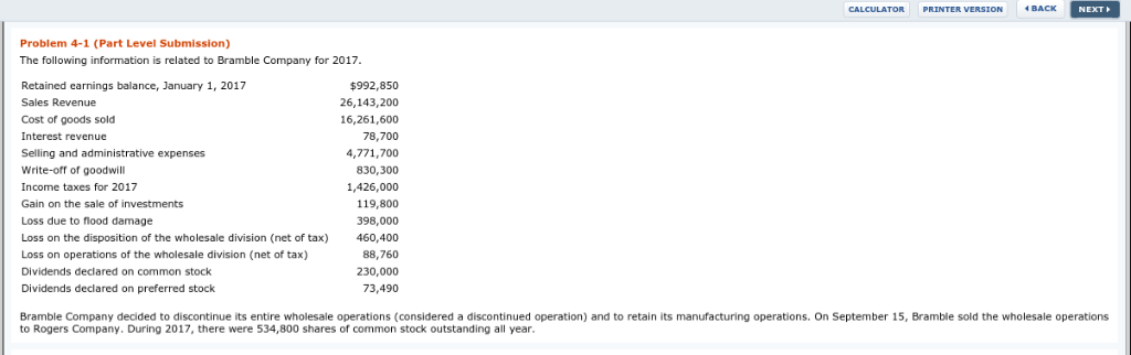 Solved Calculator Printer Version Back Next Problem 4 1 6458