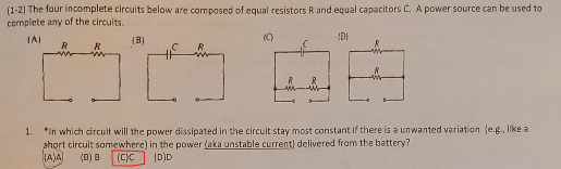Solved -2) The four incomplete circuits below are composed | Chegg.com