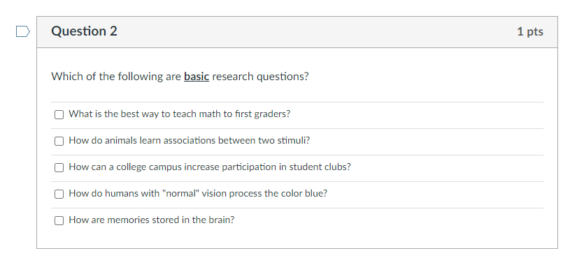 Solved Which of the following are basic research questions? | Chegg.com