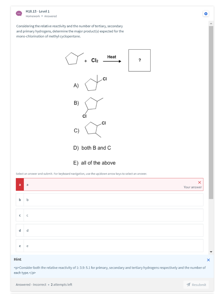 Solved H18.13 - Level 1 Homework Answered Considering the | Chegg.com