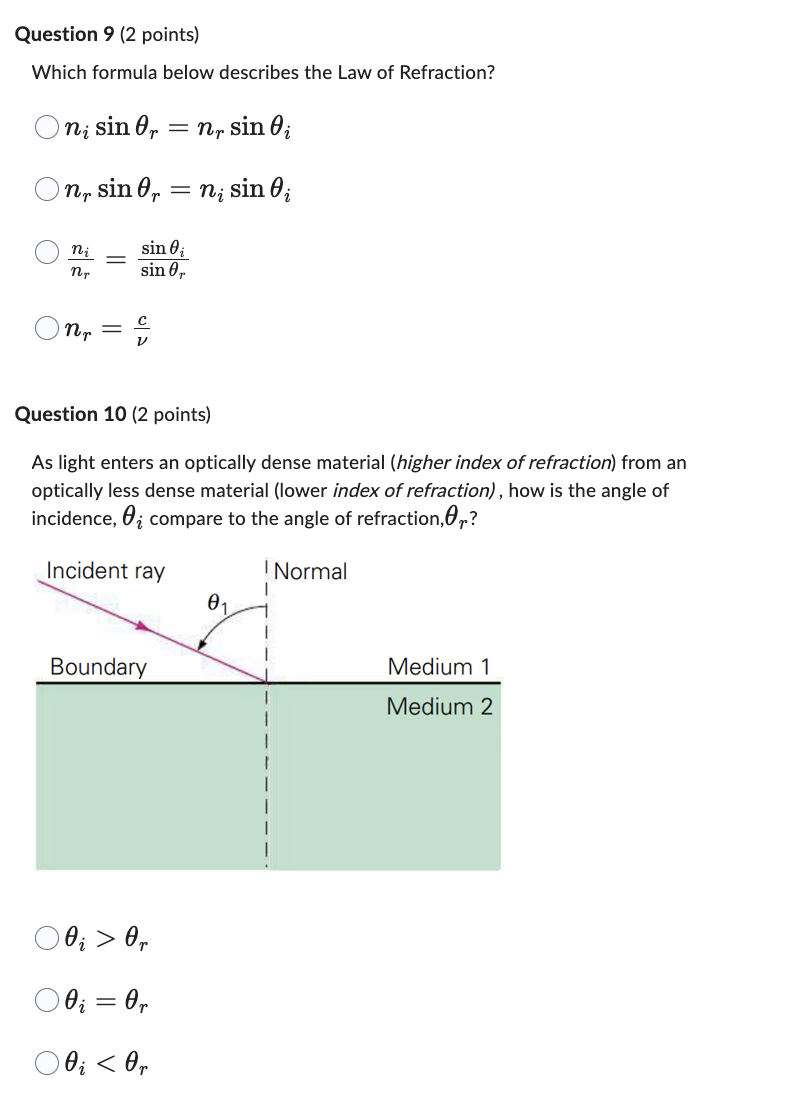 Law Of Refraction Formula