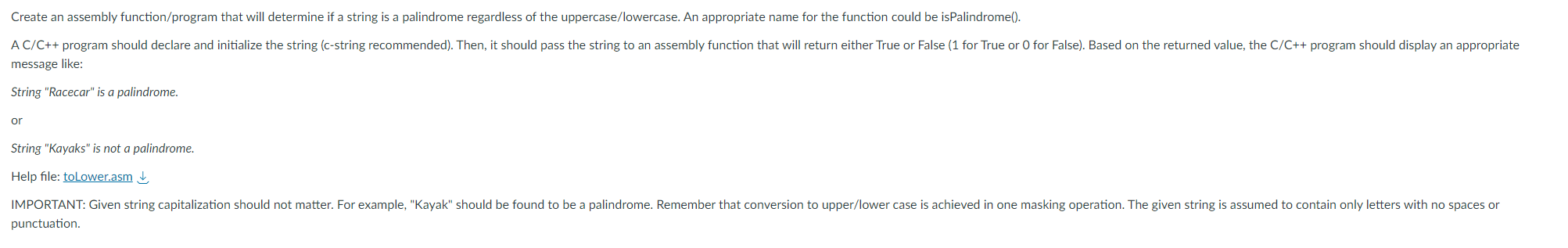 Solved Assembly x86 Please just modify the toLower file so | Chegg.com