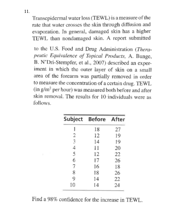 Solved 11. Transepidermal water loss (TEWL) is a measure of | Chegg.com