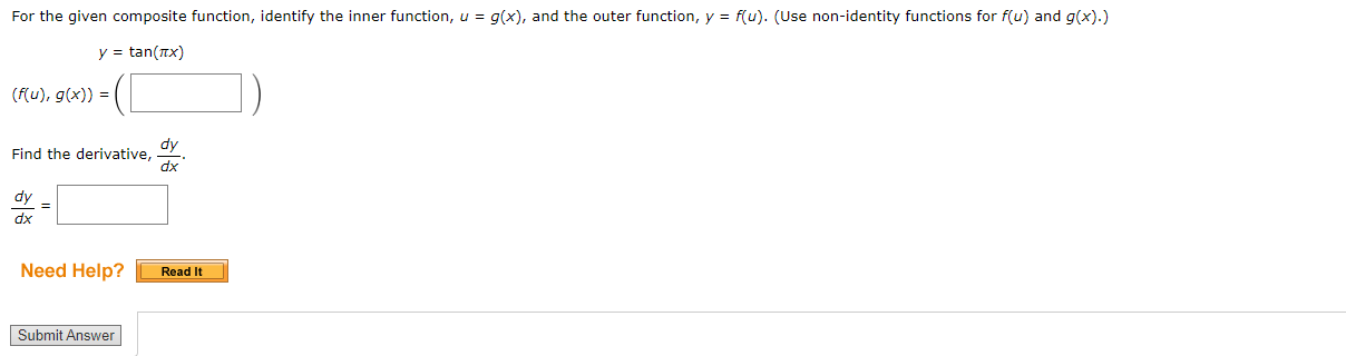 Solved For the given composite function, identify the inner | Chegg.com