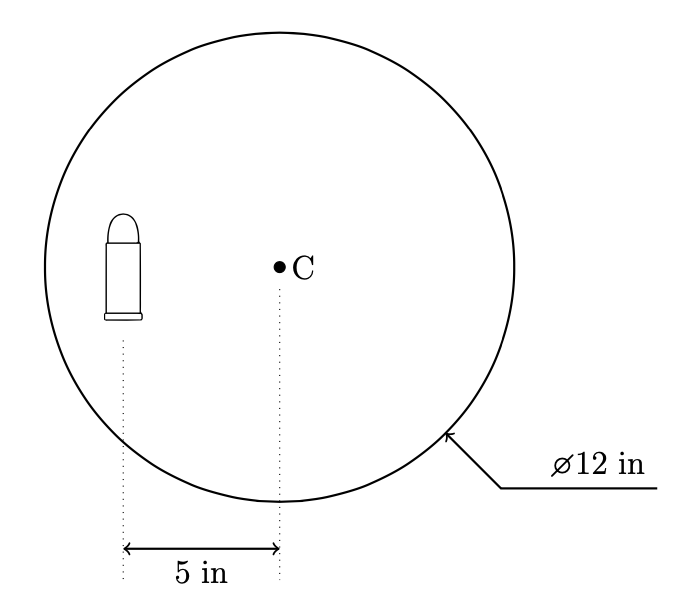 [Solved]: A bullet is mounted to a 5.5 lb disk which is allo