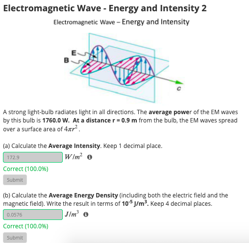 Solved Electromagnetic Wave - Energy and Intensity 2 | Chegg.com