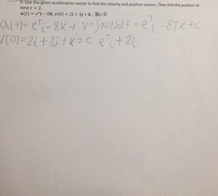 Solved 9. Use the given acceleration vector to find the | Chegg.com