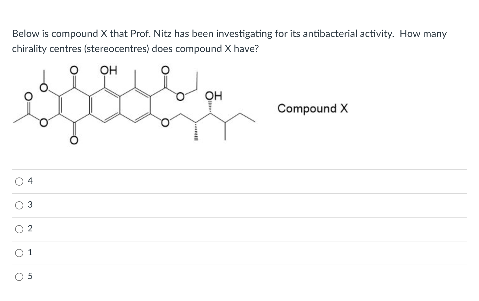 Solved Below is compound X that Prof. Nitz has been | Chegg.com