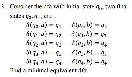 Solved = = 3. Consider the dfa with initial state 90, two | Chegg.com