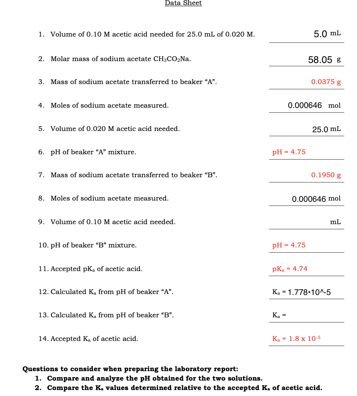 Solved Experimental Materials Experimental Procedure 1. | Chegg.com