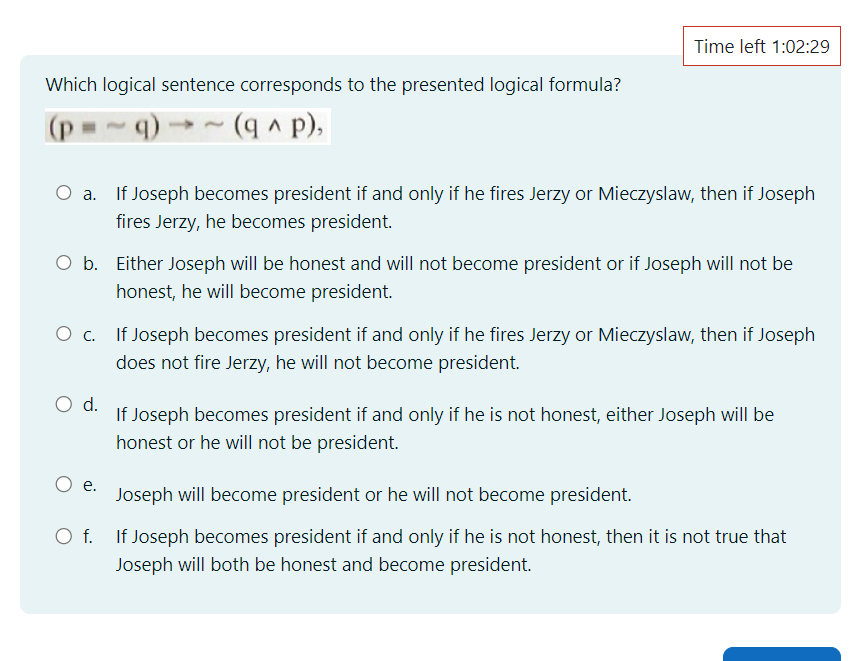 Solved Which logical sentence corresponds to the presented | Chegg.com