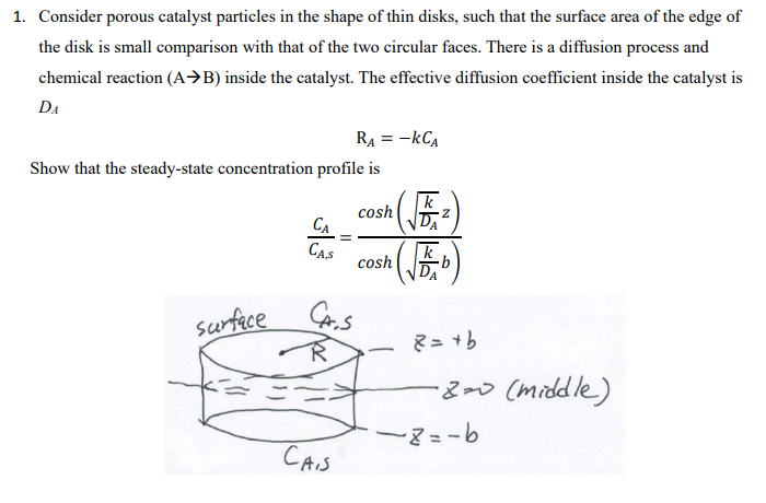 Solved 1. Consider porous catalyst particles in the shape of | Chegg.com