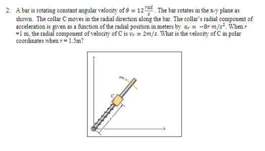 Solved A bar is rotating constant angular velocity of | Chegg.com