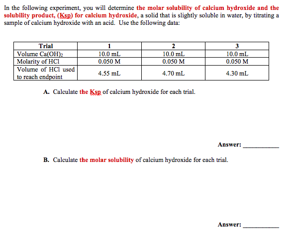 Solved In the following experiment, you will determine the | Chegg.com
