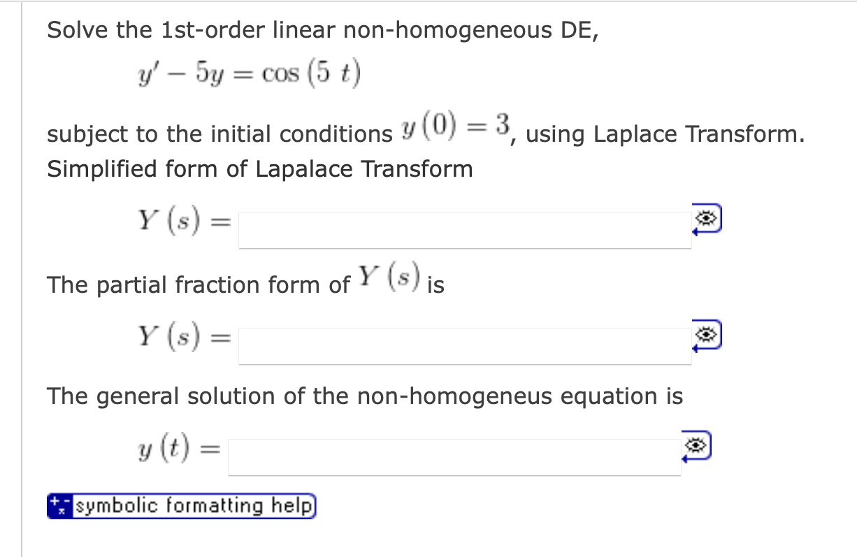 Solved Solve the 1st-order linear non-homogeneous DE, | Chegg.com
