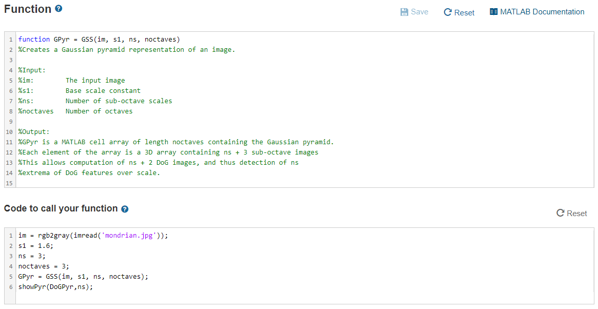 Gaussian scale space My Solutions Write a MATLAB | Chegg.com