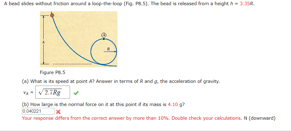 Solved A bead slides without friction around a loop-the-loop | Chegg.com
