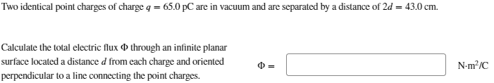 Solved Two identical point charges of charge q=65.0pC are in | Chegg.com