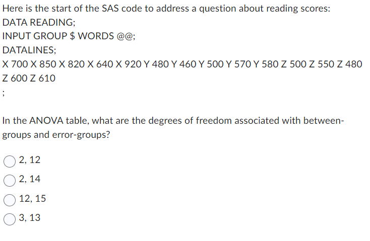 Solved Here is the start of the SAS code to address a | Chegg.com