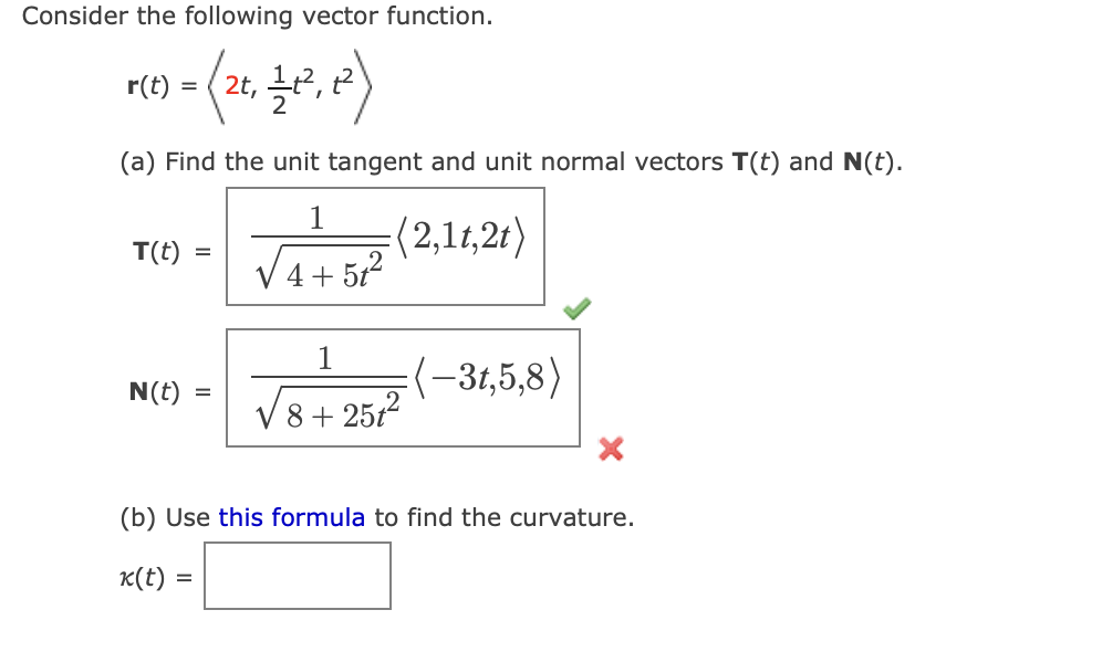 Solved Consider The Following Vector Function