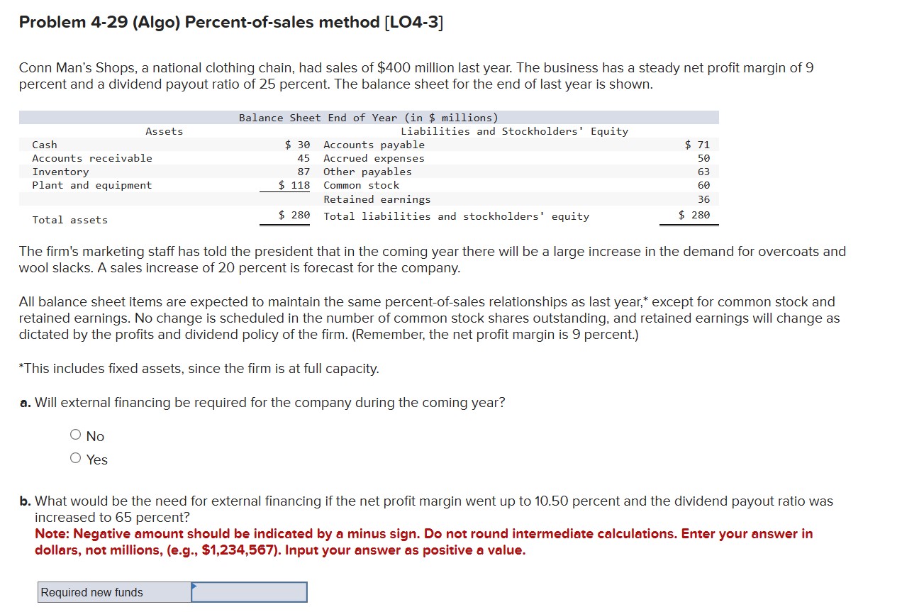 Solved Problem 4-29 (Algo) ﻿Percent-of-sales method | Chegg.com