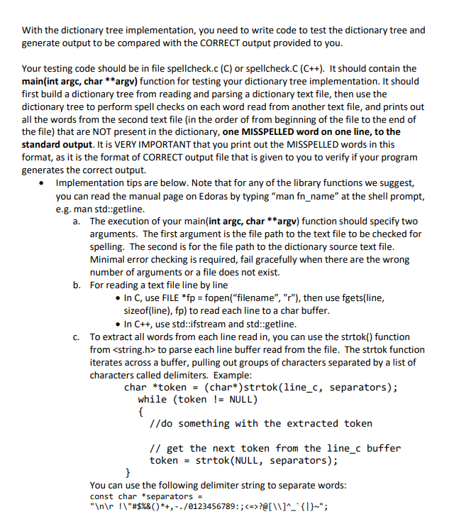 1) First implement a dictionary tree that provides | Chegg.com