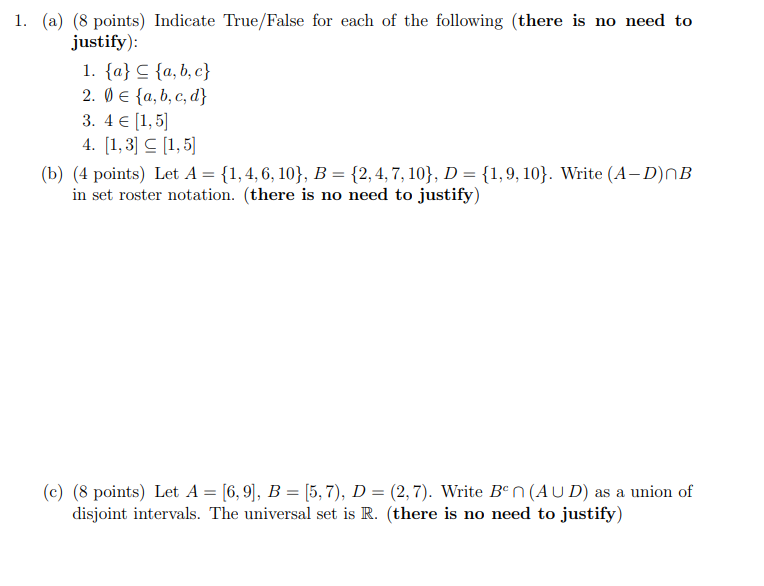 Solved 1. (a) (8 points) Indicate True/False for each of the | Chegg.com Solved 1. (a) (8 points) Indicate True/False for each of the | Chegg.com