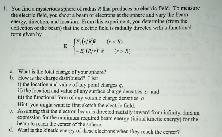 Solved You find a mysterious sphere of radius R that | Chegg.com